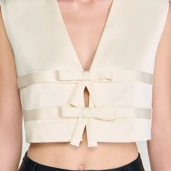 Sandro Sleeveless Satin Crop Top