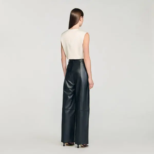 Sandro Sleeveless Satin Crop Top