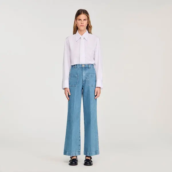 Sandro High-waisted Wide-leg Jeans - Blue Jean