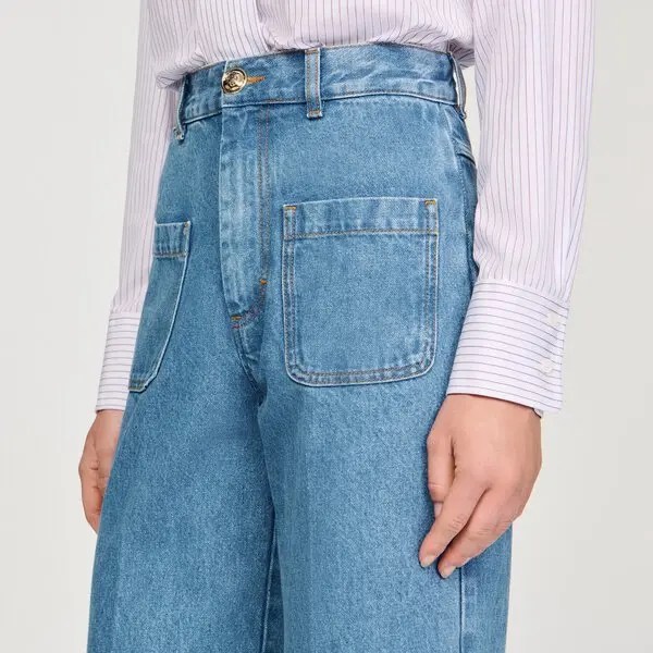 Sandro High-waisted Wide-leg Jeans - Blue Jean