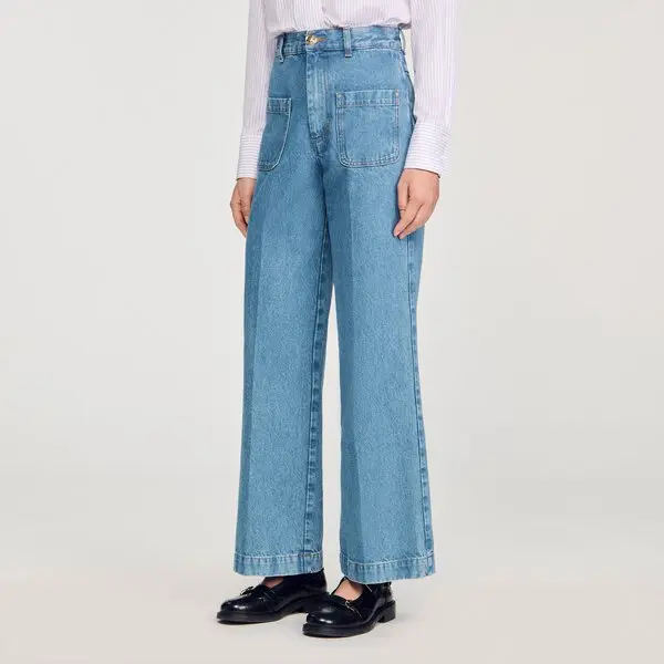 Sandro High-waisted Wide-leg Jeans - Blue Jean