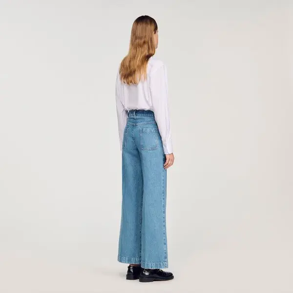 Sandro High-waisted Wide-leg Jeans - Blue Jean