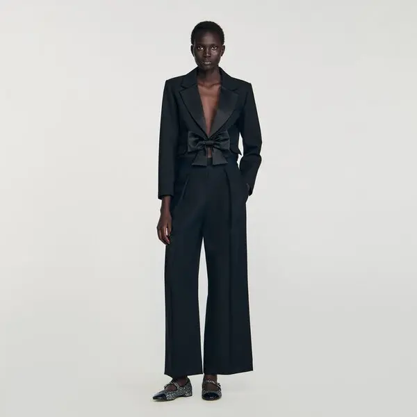 Sandro Wide-leg Trousers With Elastic Waist