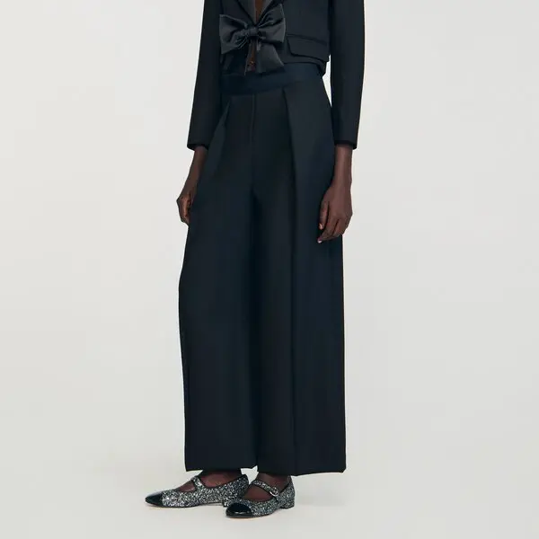 Sandro Wide-leg Trousers With Elastic Waist