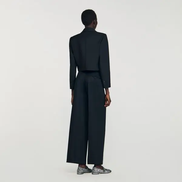 Sandro Wide-leg Trousers With Elastic Waist