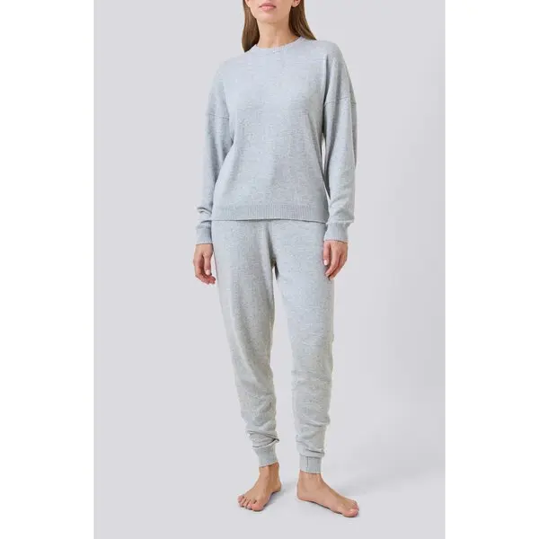 PAPINELLE Cotton & Cashmere Crewneck Pajama Top - Grey