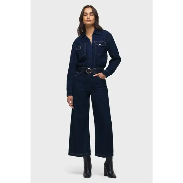 Hudson Jeans Wide Leg Crop Jumpsuit - Evening Day