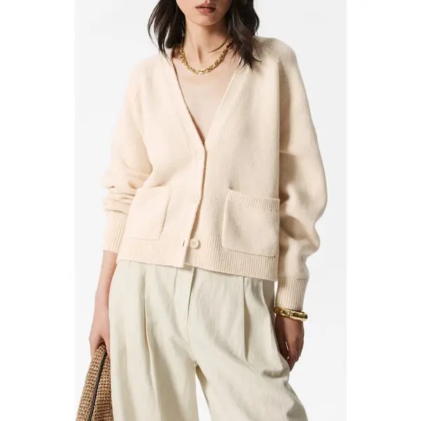 & Other Stories Patch Pocket Wool & Cotton Cardigan - Beige Dusty Light