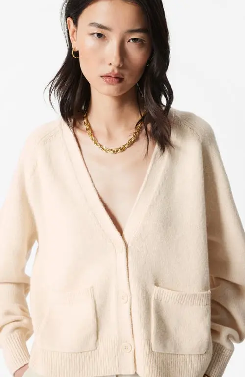 & Other Stories Patch Pocket Wool & Cotton Cardigan - Beige Dusty Light