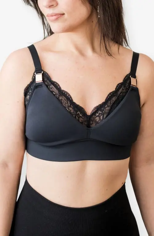 DAVIN & ADLEY Ella Maternity & Nursing Lace Bralettefits Sizes 30b-46e - Black