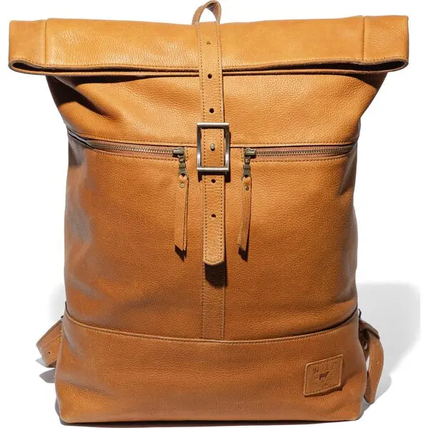 Will Leather Goods Leather Roll Top Backpack - Tan