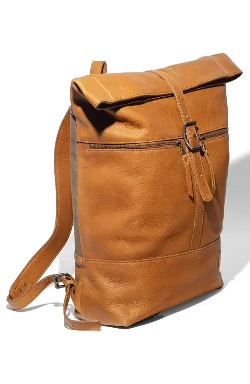 Will Leather Goods Leather Roll Top Backpack - Tan