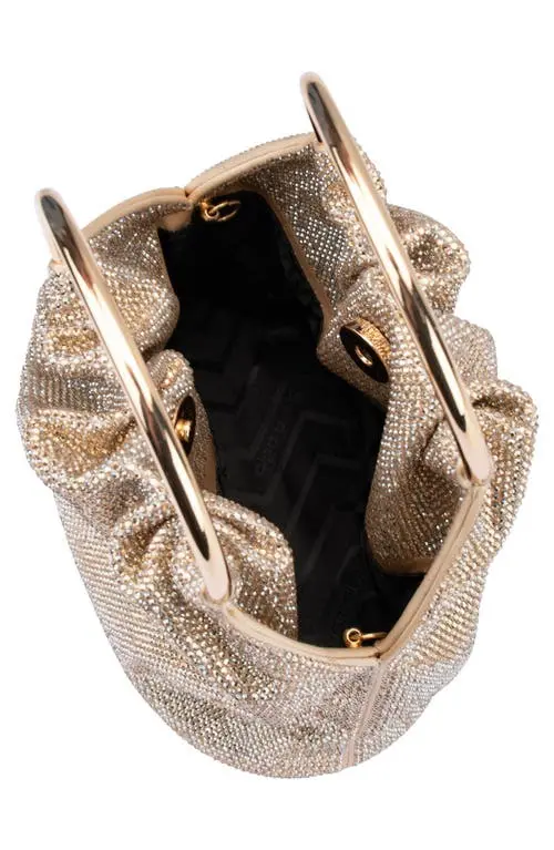 OLGA BERG Crystal Top Handle Clutch - Champagne