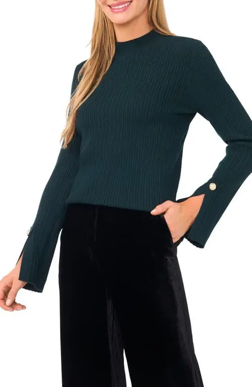 Ted Baker London Mock Neck Split Cuff Ribbed Sweater - Midnight Forest