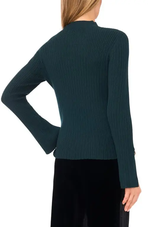 Ted Baker London Mock Neck Split Cuff Ribbed Sweater - Midnight Forest