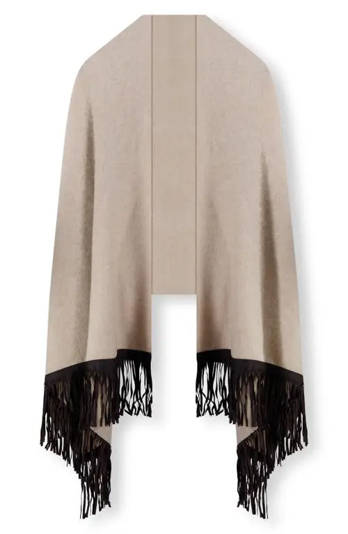 Sofia Cashmere Leather Fringe Cashmere Wrap - Oat