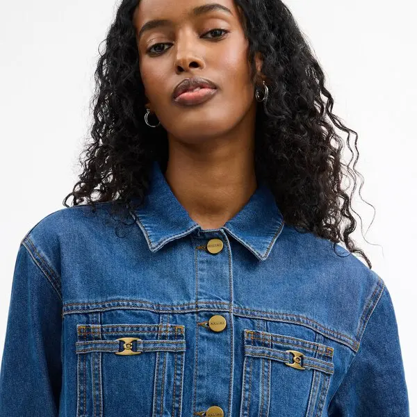 coach denim dress Long Sleeve Denim Dress In Organic Cotton | Ready to Wear | Coach