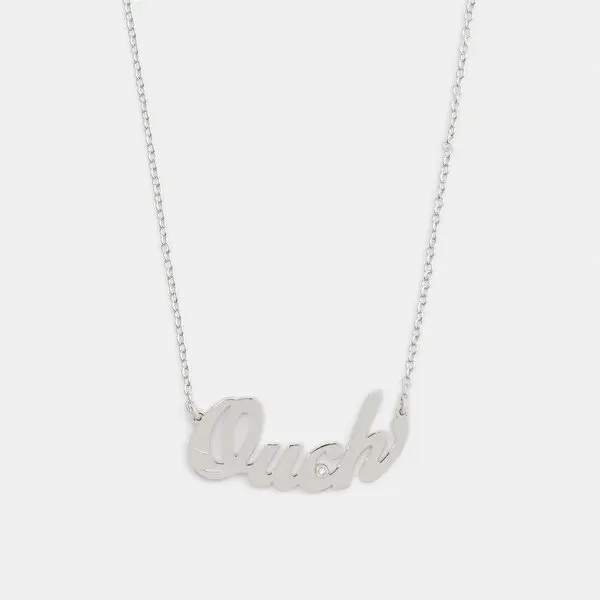 COACH Nameplate Chain Necklace - Silver