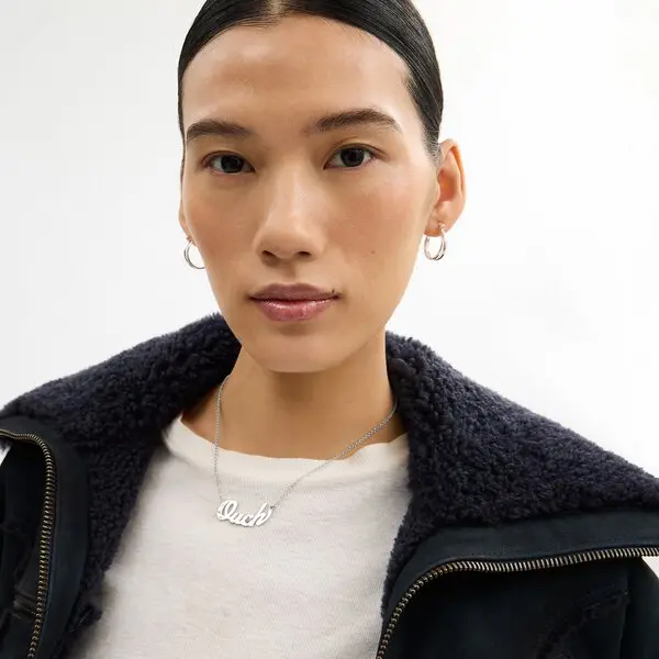 COACH Nameplate Chain Necklace - Silver