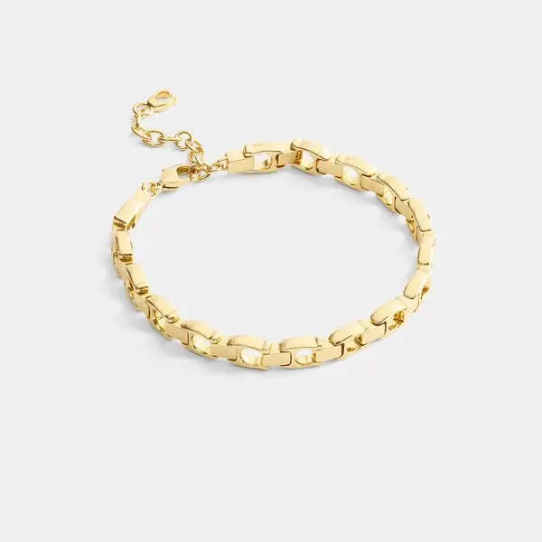 Coach Beveled Signature Link Chain Bracelet - Gold