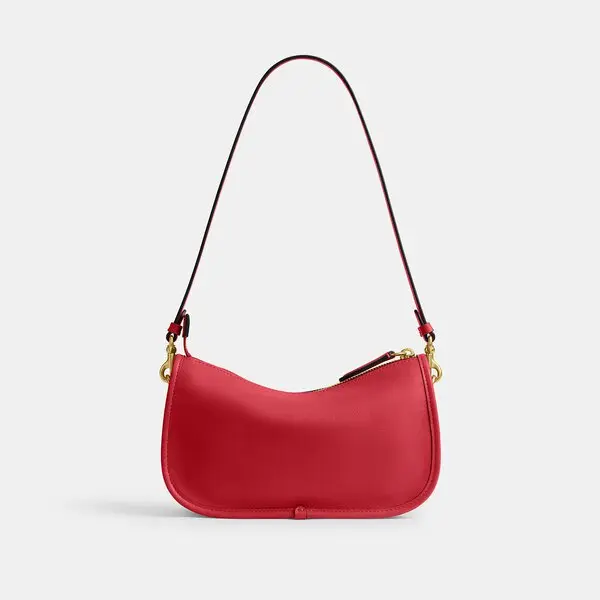 COACH Waverly Bag In Natural Grain Leather - Brass/scarlet