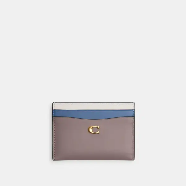 COACH® Essential Card Case In Colorblock - Brass/ash Multi