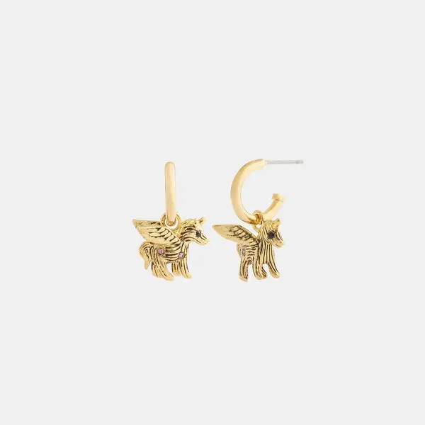 COACH® Brushed Pegasus Huggie Earrings - Gold
