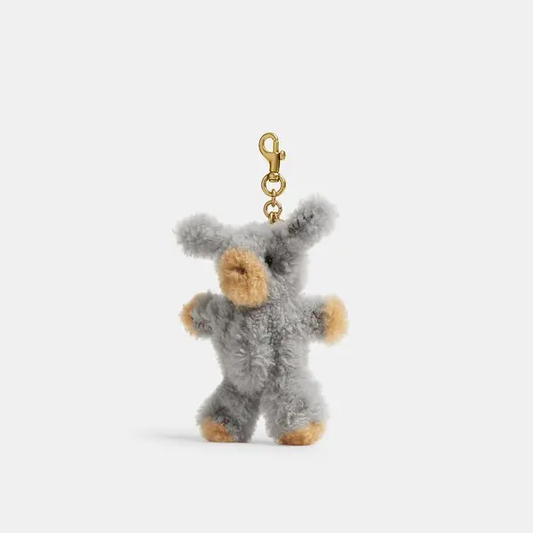 COACH® Fuzzy Shearling Bag Charm - Brass/multi