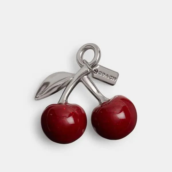 COACH® Small Cherry Shoe Charm - Silver/red