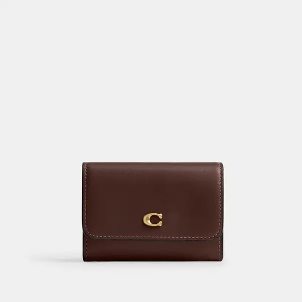 COACH Essential Flap Card Case - Brass/maple