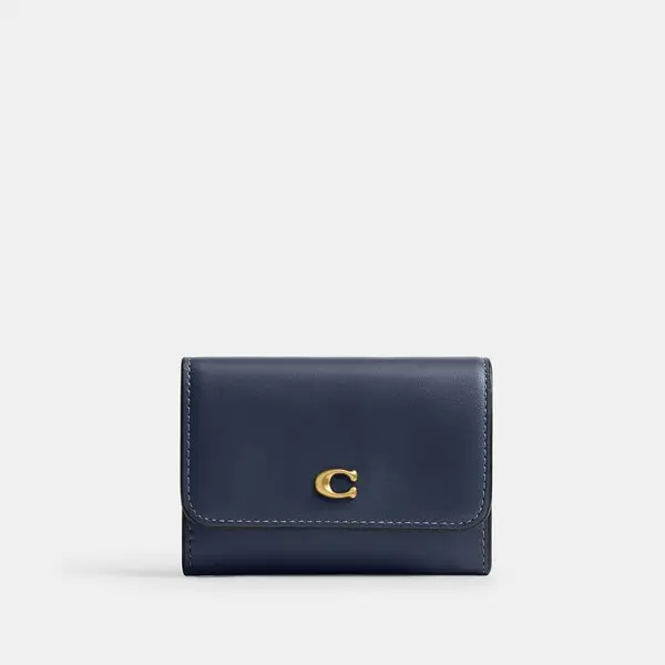 COACH Essential Flap Card Case - Brass/navy