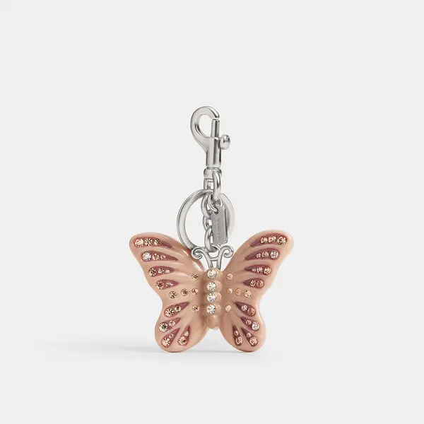 COACH Butterfly Bag Charm - Silver/cream