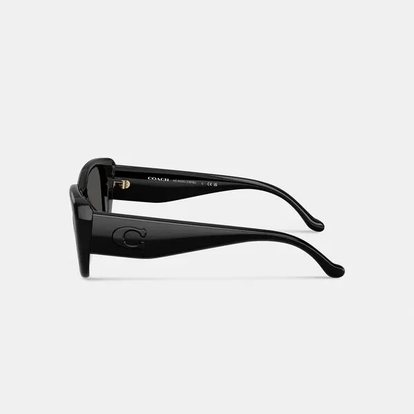 COACH Oversized Rectangle Sunglasses With C Hardware - Black