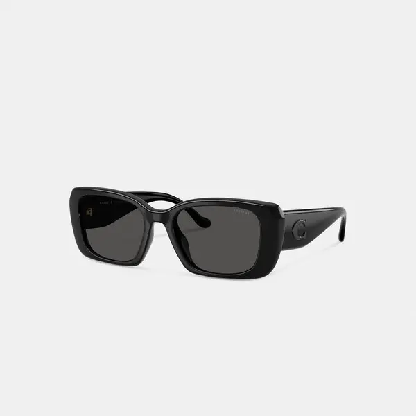 COACH Maxi Sculpted C Oversized Rectangle Sunglasses - Black