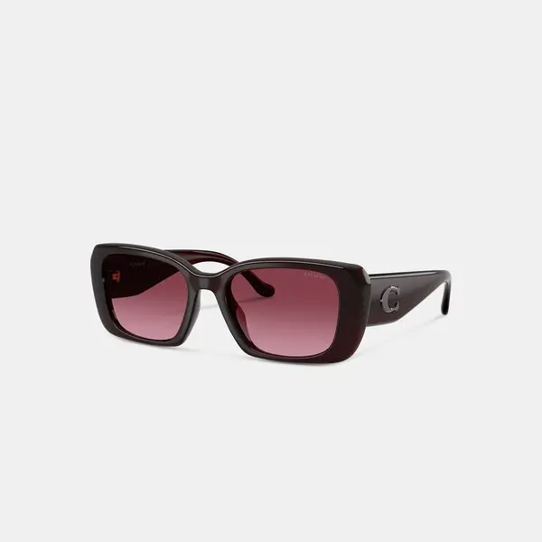 COACH Oversized Rectangle Sunglasses With C Hardware - Merlot