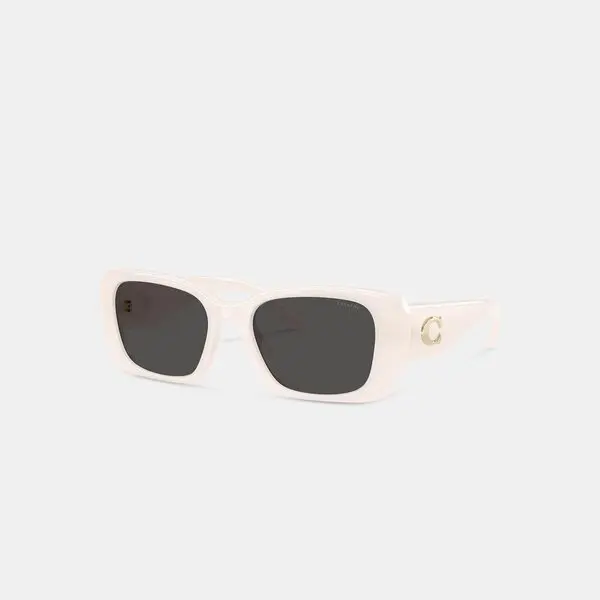 COACH Oversized Rectangle Sunglasses With C Hardware - Milky Ivory