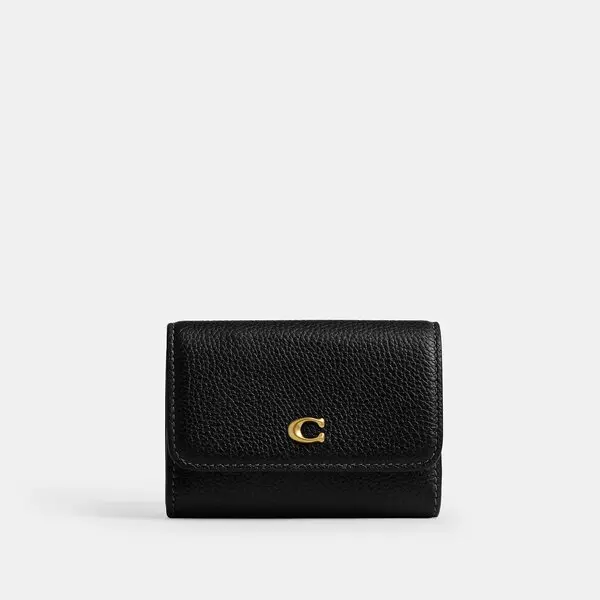 COACH Essential Flap Card Case - Brass/black