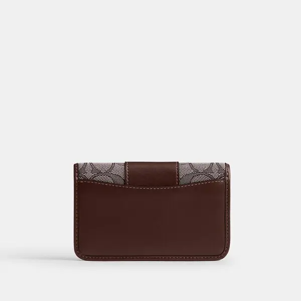 Coach Essential Slim Card Case In Signature Jacquard - Brass/oak Maple