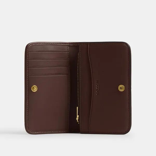 Coach Essential Slim Card Case In Signature Jacquard - Brass/oak Maple