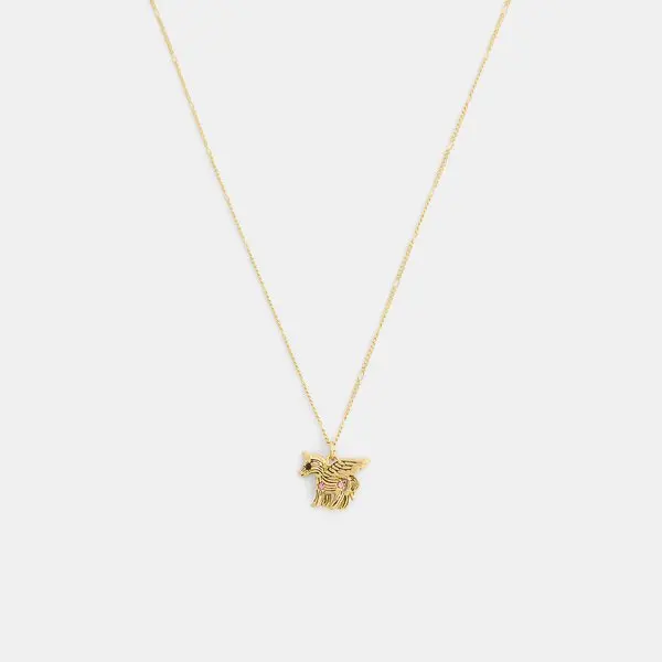 Coach Brushed Pegasus Pendant Necklace - Gold
