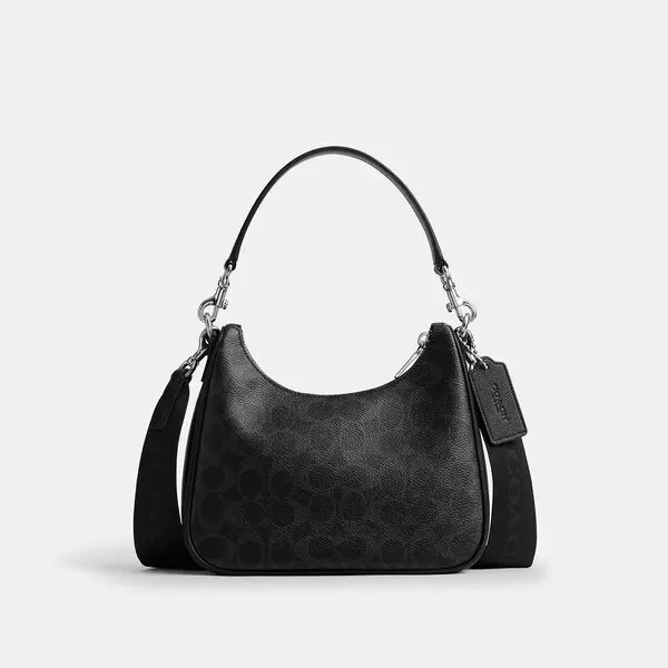 COACH Nolan Hobo Bag In Signature Canvas - Black Signature