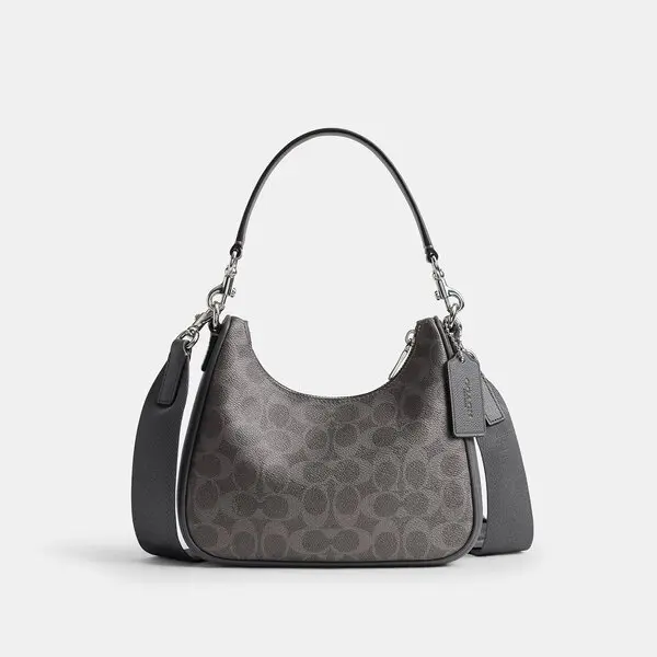 COACH Nolan Hobo Bag In Signature Canvas - Grey Signature