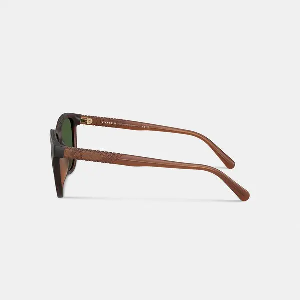 COACH Textured Square Frame Sunglasses - Brown