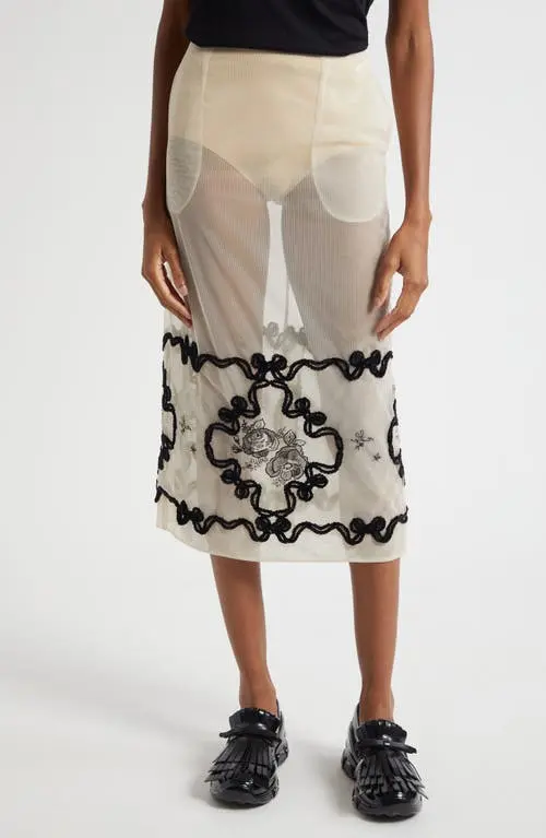Simone Rocha Embroidered Sheer Pencil Skirt