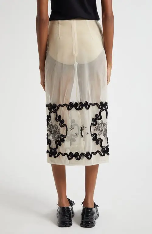 Simone Rocha Embroidered Sheer Pencil Skirt