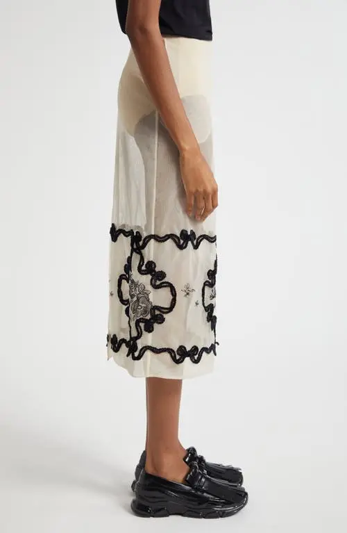 Simone Rocha Embroidered Sheer Pencil Skirt