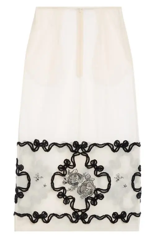 Simone Rocha Embroidered Sheer Pencil Skirt