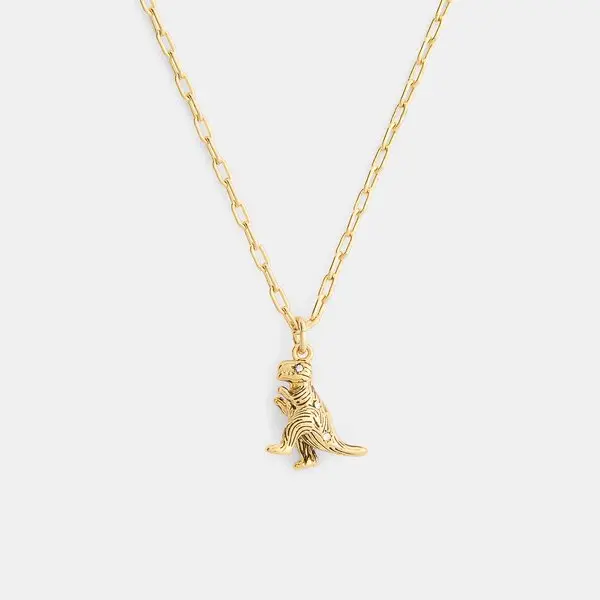 Coach Brushed Rexy Pendant Necklace - Gold