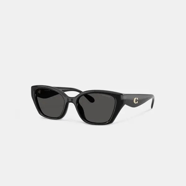 COACH® C Hardware Square Cat Eye Sunglasses - Black