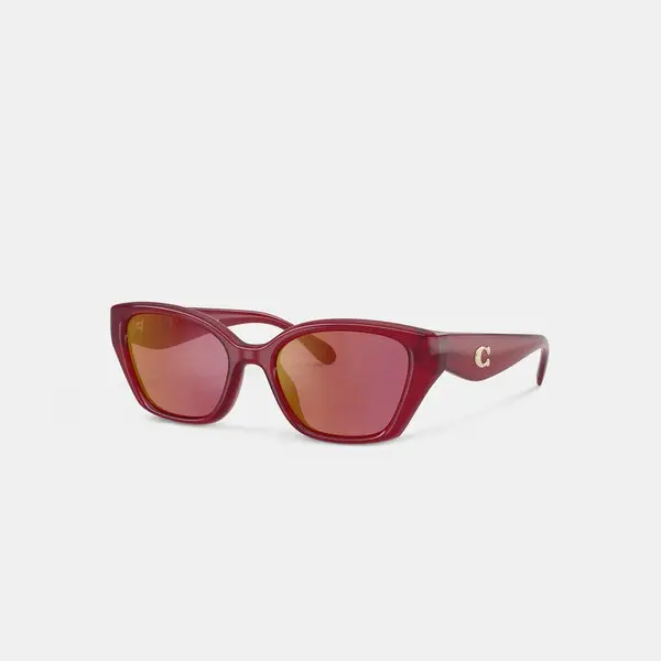 COACH® C Hardware Square Cat Eye Sunglasses - Red